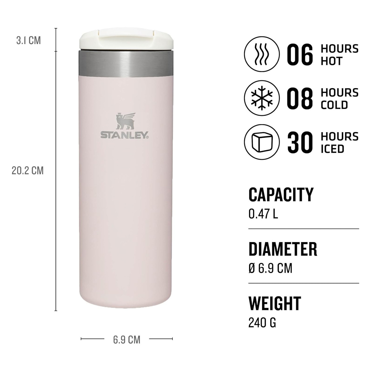 Stanley The AeroLight™ Transit Mug 0.47L - Rose Quartz Metallic - Pembe ...